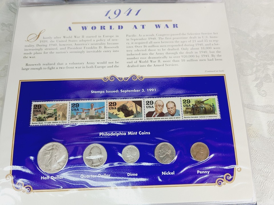 Postal Commemorative Society World War II U.S. Coin & Stamps Panels ...