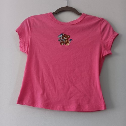 NWT Rue21 Pink Embroidered Bear with Mushrooms Short Sleeve Tee Shirt ...