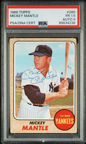 Mickey Mantle 1968 Topps #280 Autograph PSA 1.5 Auto 9 🐐📈💥 | eBay
