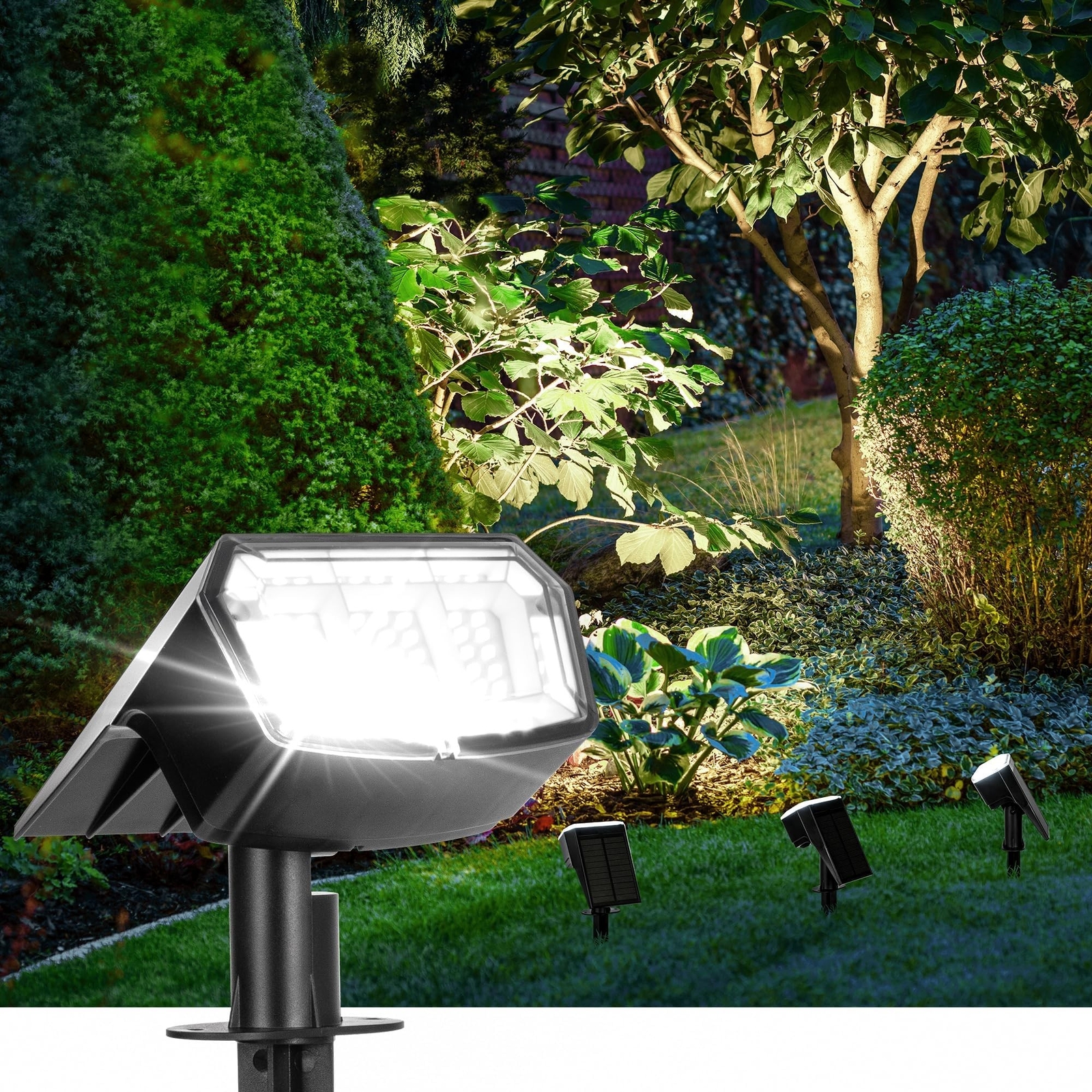 Solar Spot Lights Outdoor Waterproof 4 Pack IP65, 63 LED 3 Lighting ...