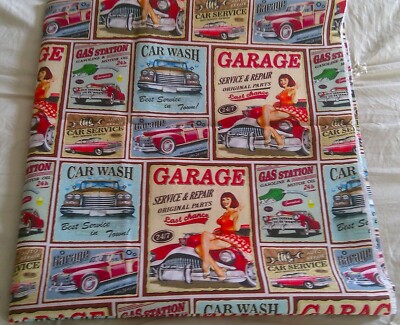 Vintage car theme fabric | eBay