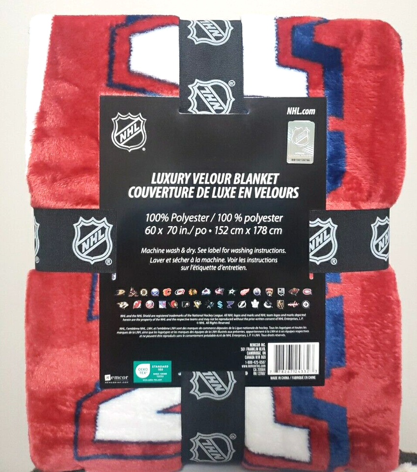 Montreal Canadiens Luxury Velour Throw Blanket: 60 x 70 inches (152 x ...