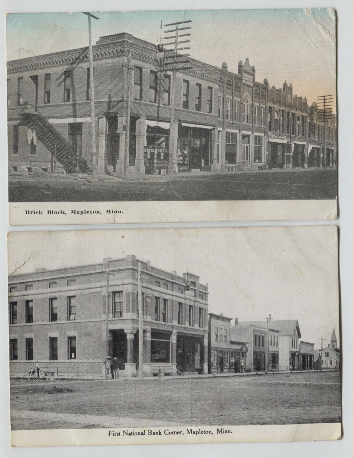 2 1910 Era National Bank & Street Mapleton Minnesota Postcards | eBay