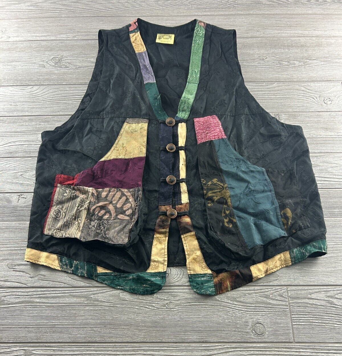 Suzanne's Designs Multicolor Rayon Vest Button Up Col… - Gem