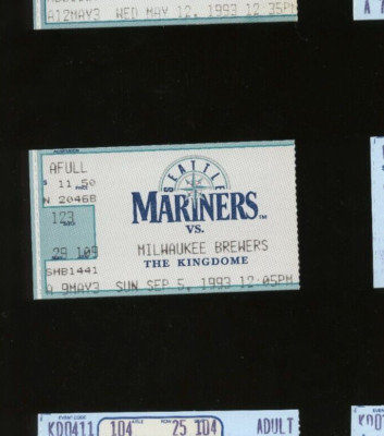 9-5-1993 Milwaukee Brewers @ Seattle Mariners Ticket - Randy Johnson ...