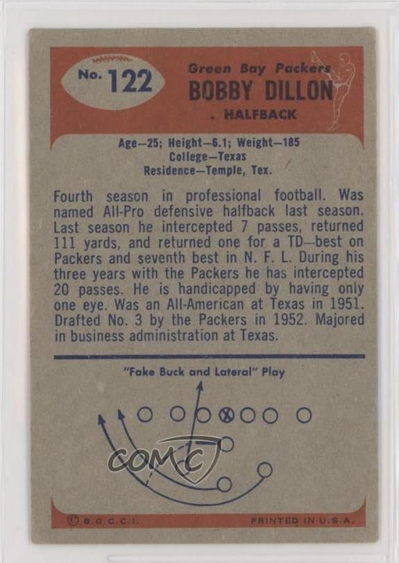 1955 Bowman Bobby Dillon #122 HOF | eBay