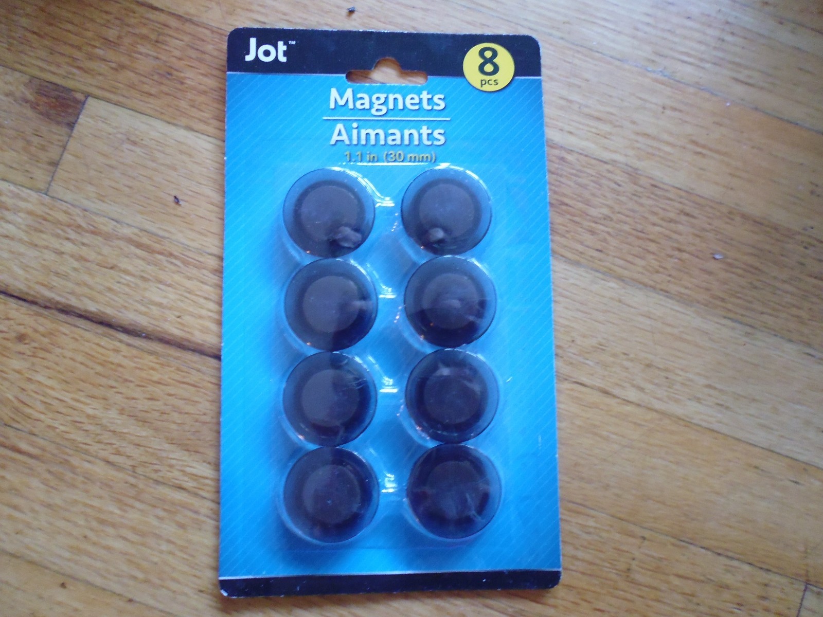 New ! 2 x 8 PK Office Fridge Magnets Round Embedded in Plastic Black ...