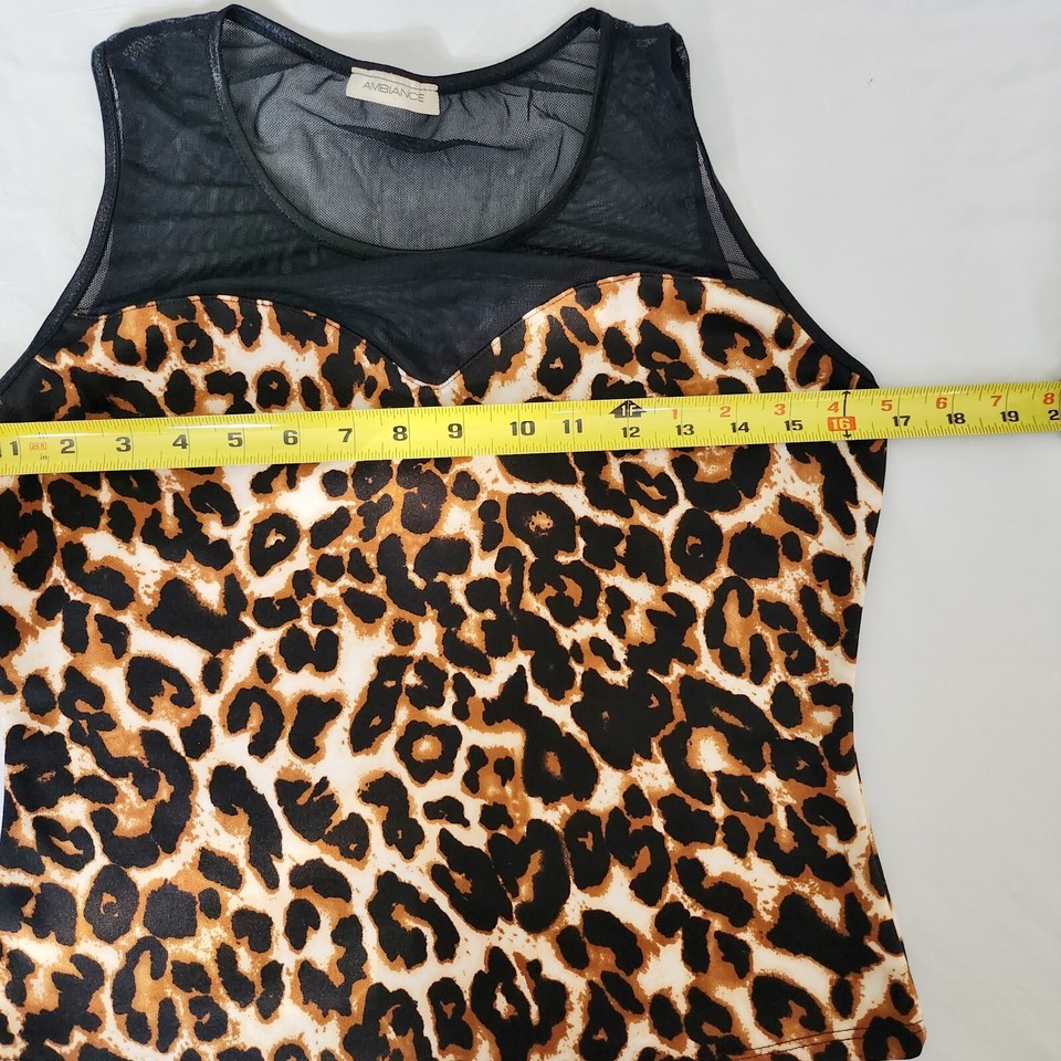 Ambiance Leopard Print with Sheer Upper Area Sleeveless Top | eBay