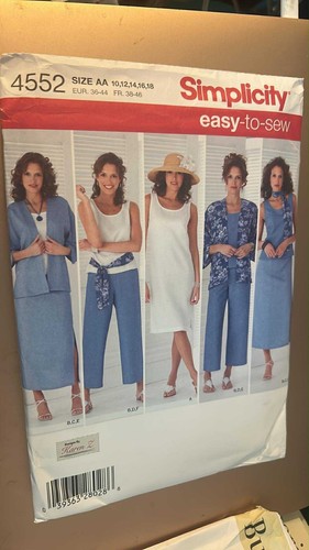 Simplicity Pattern 4552 Top Dress Pants Skirt Jacket Sash Easy Miss 10 ...
