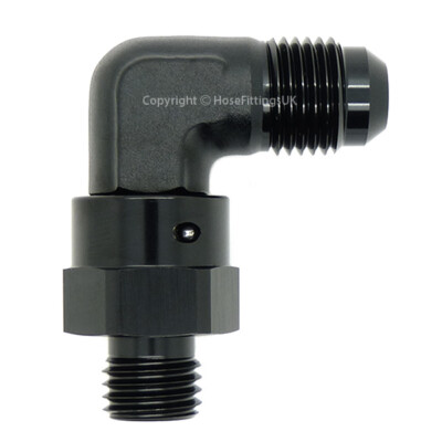 M12x1.5 Metric BLACK SWIVEL to AN6 JIC Flare 90 DEGREE ELBOW Fuel Pump ...