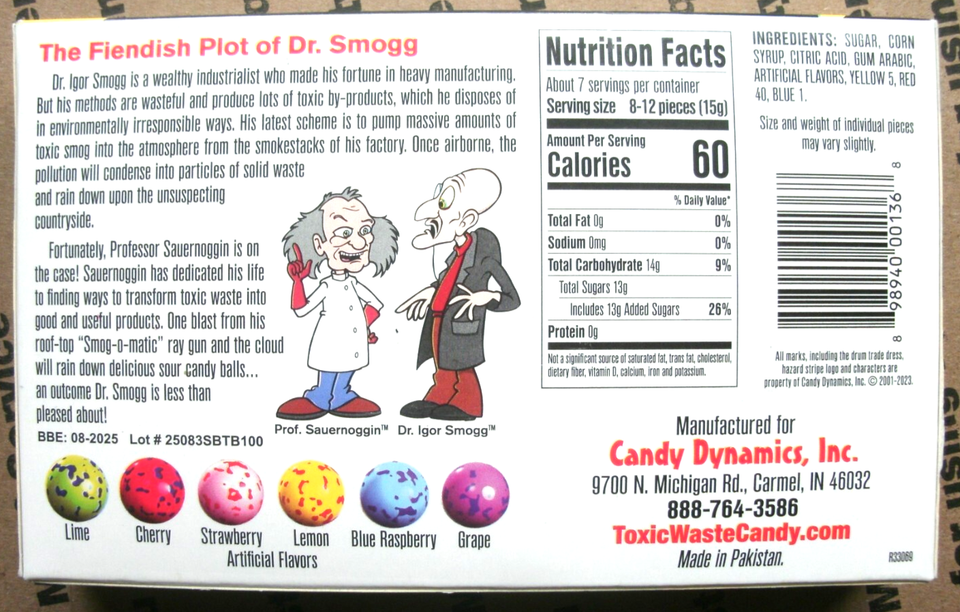 TOXIC WASTE BRAND-SOUR SMOG BALLS-NET WT. 3.5 OZ. MANUF. BY CANDY DYNAMICS | eBay