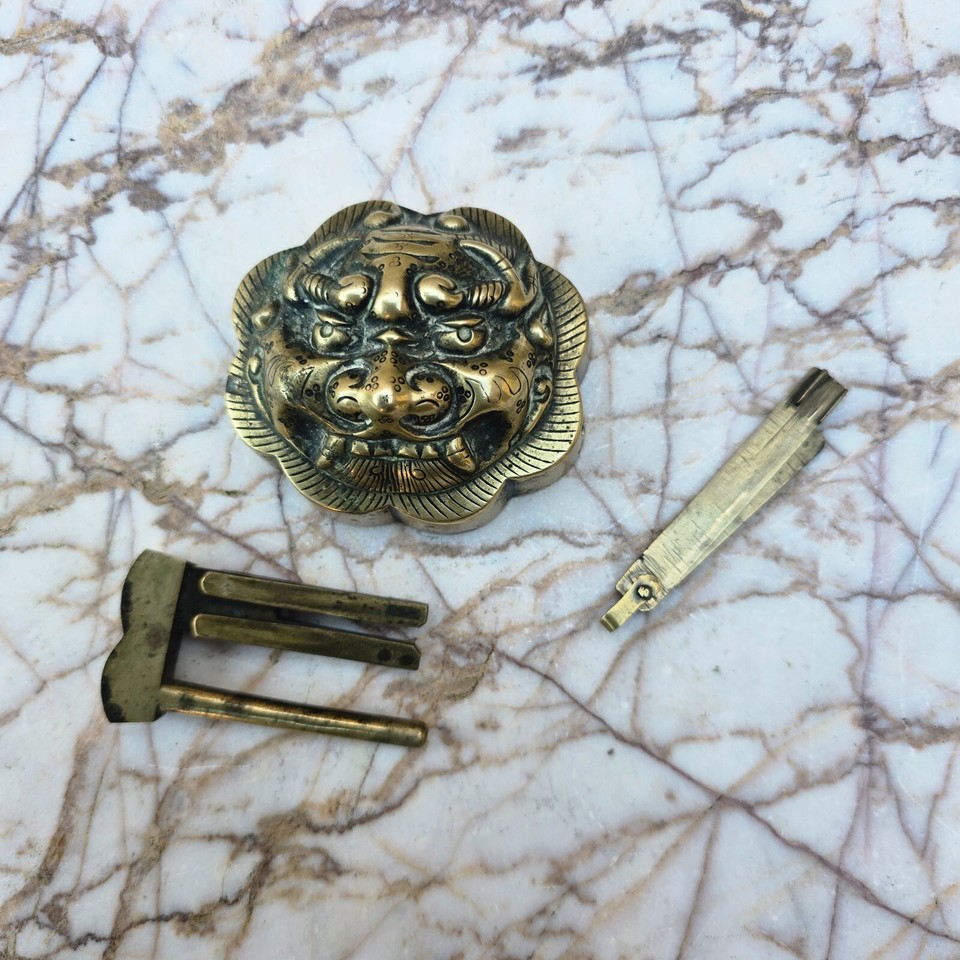 Chinese Antique Bronze Lock & Key Foo Lion Form Fine Quality c18th/19th ...