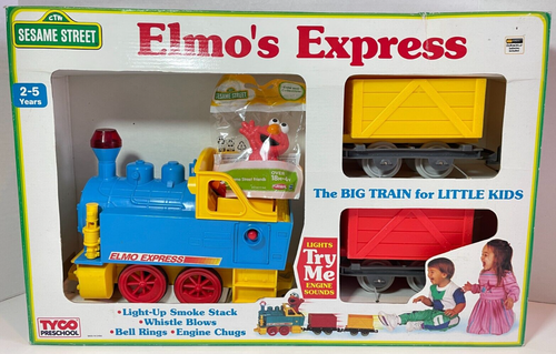 NIB Vintage Elmo Express Big Train Engine & Cars Set 9391 Sesame Street ...