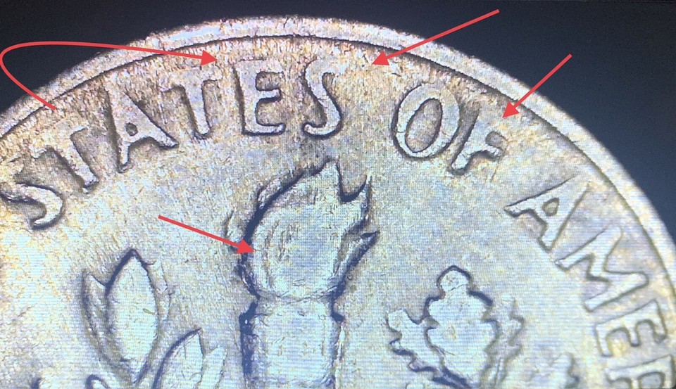 1966 Roosevelt dime no mint mark, Distorted Lettering/errors Thru Out ...