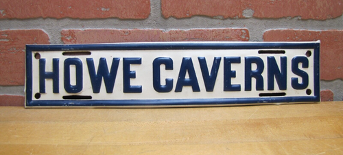 HOWE CAVERNS Original Old Sign License Plate Topper Embossed Tin ...