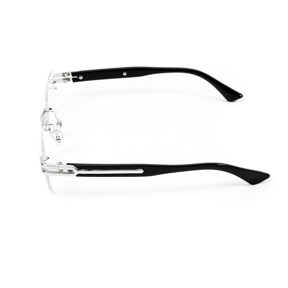 Retro Original Rectangular Style Designer Rimless Clear Lens Silve ...