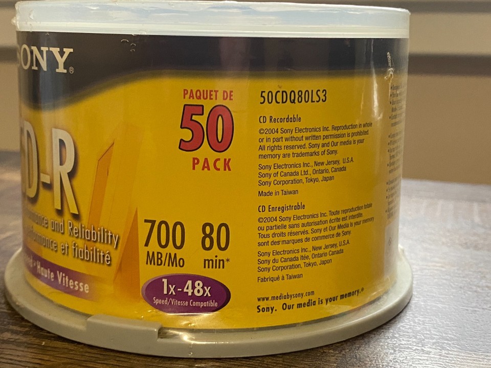 SONY 50 Pack CD-R 80 Minute Blank 700MB 1-48X Recordable Disc - Sealed ...
