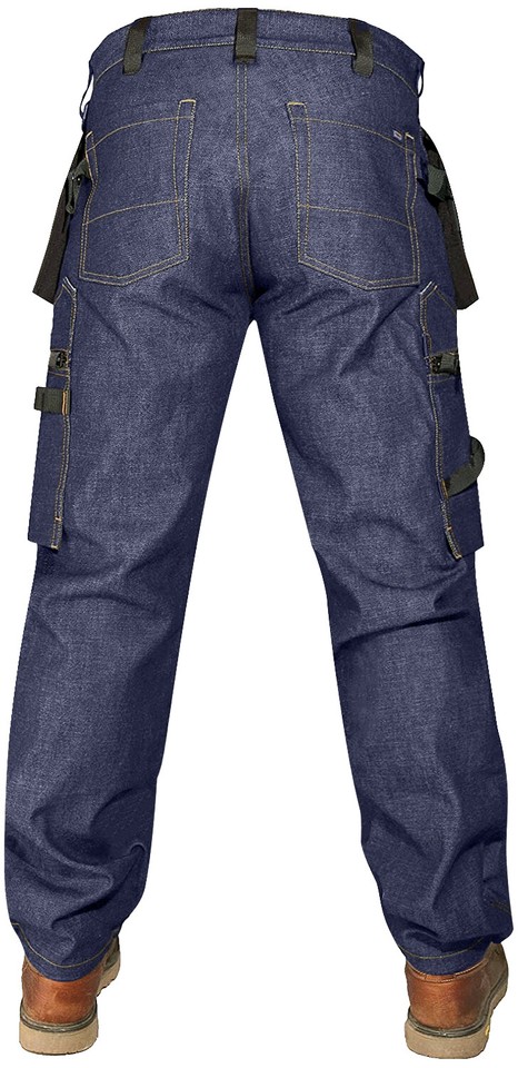 Mens Utility Carpenter Work Pants Demin Heavy Duty Cargo Construction ...