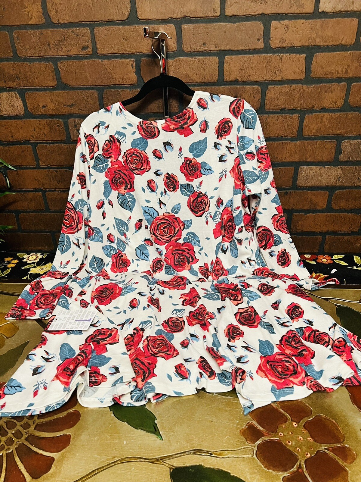Lularoe Caroline Floral White with Red Roses Size Large - New With Tags ...