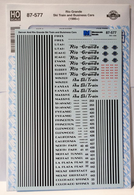 HO Scale Microscale Decals 87-577 Denver Rio Grande Western Business ...