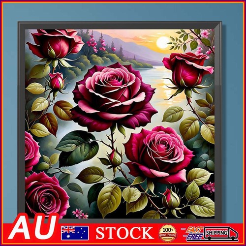 5D DIY Full Round Drill Diamond Painting Roses by the Lake Kit Home ...