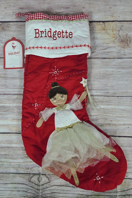 Pottery Barn Kids Quilted Fairy Christmas Stocking Red White Bridgette ...