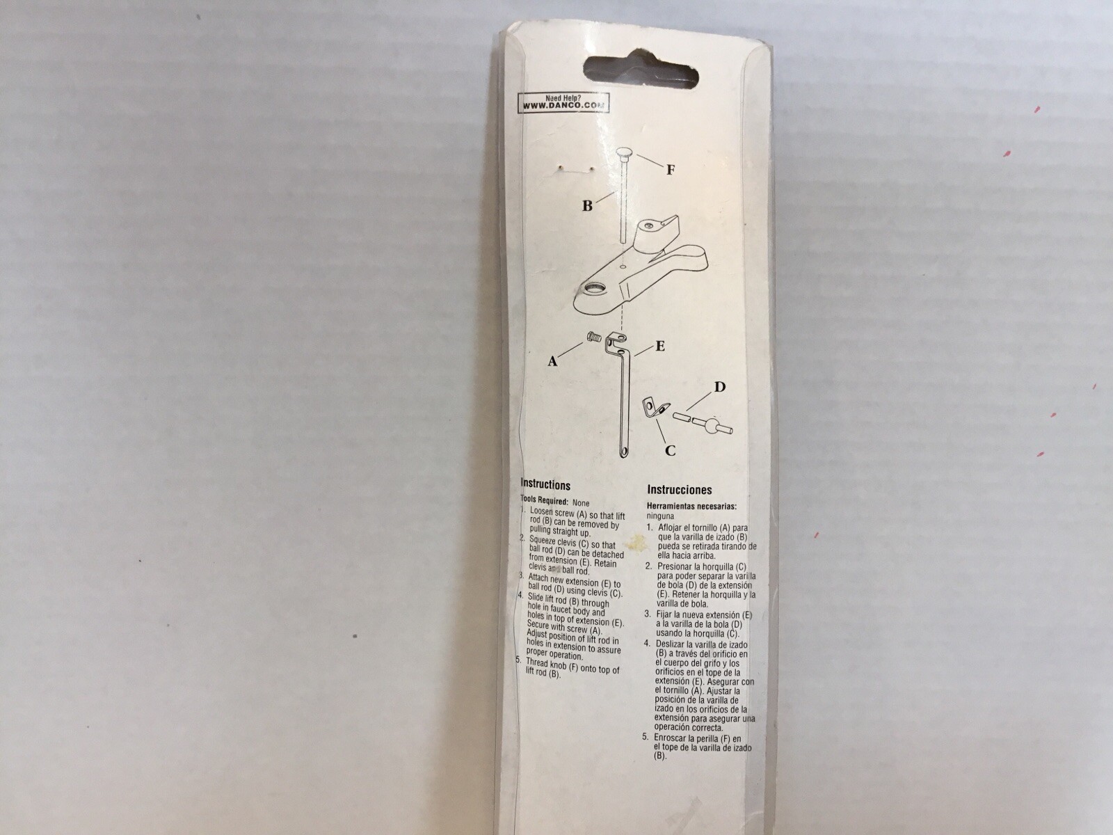 Danco Chrome Universal 3/16" x 12” Pop-Up/Pull Rod for Bathroom Sinks ...