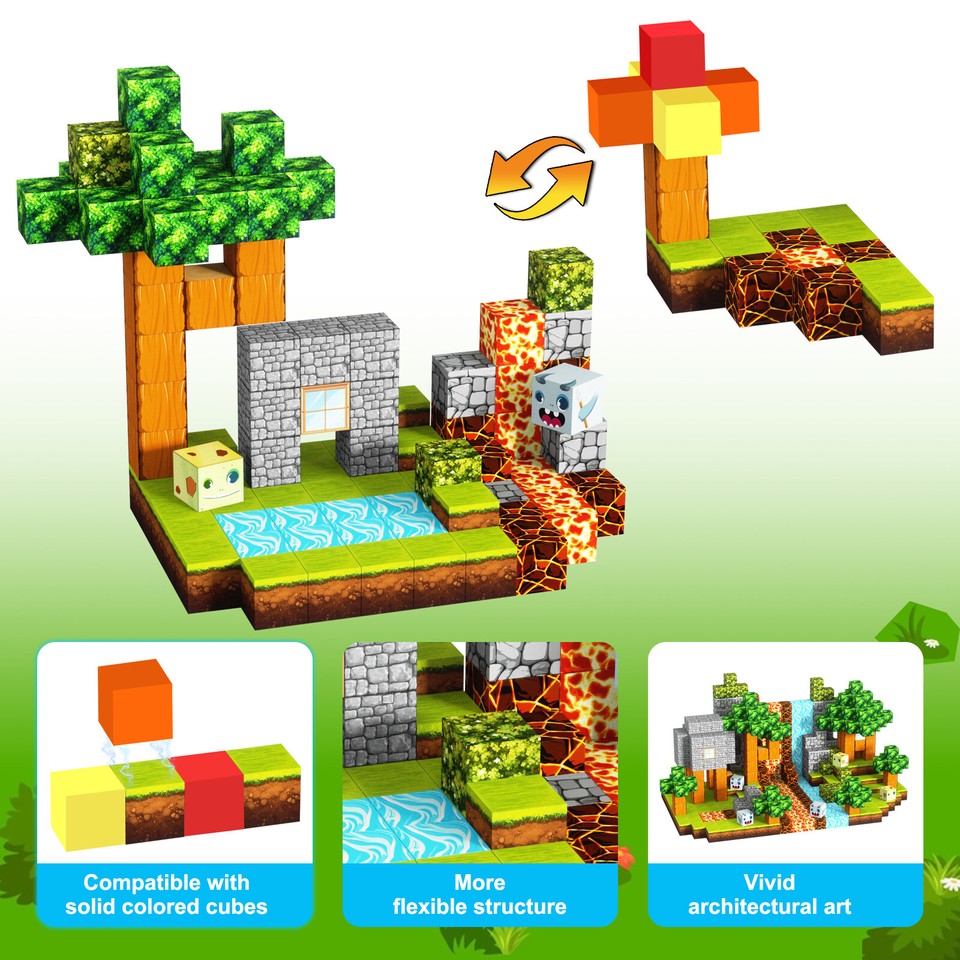100X Minecraft Magnetic Building Blocks Set Magnet Kids Educational ...