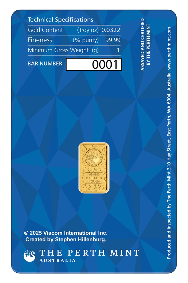2025 Perth Mint Spongebob Squarepants Minted 1g Gold Bar in Card | eBay