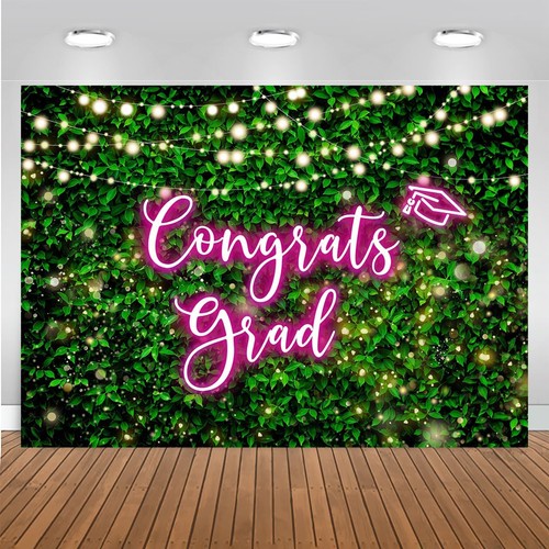 2025 Congrats Grad Backdrop Green Leaves Graduation Party Decorations ...