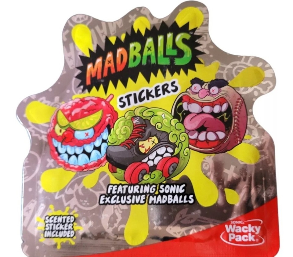 Sonic Madballs Wacky Pack Sticker Sonic Exclusive Scented Sealed New (2 ...