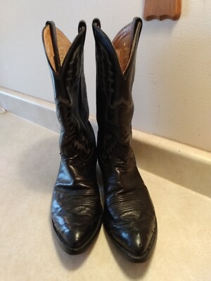 EUC Justin Blk Smooth Ostrich Cowboy Western boots Pointed toe Wingtip ...