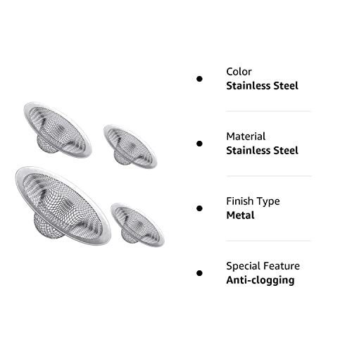 4 Pack Stainless Steel Kitchen Sink Strainer Mesh Screen for Bathroom ...