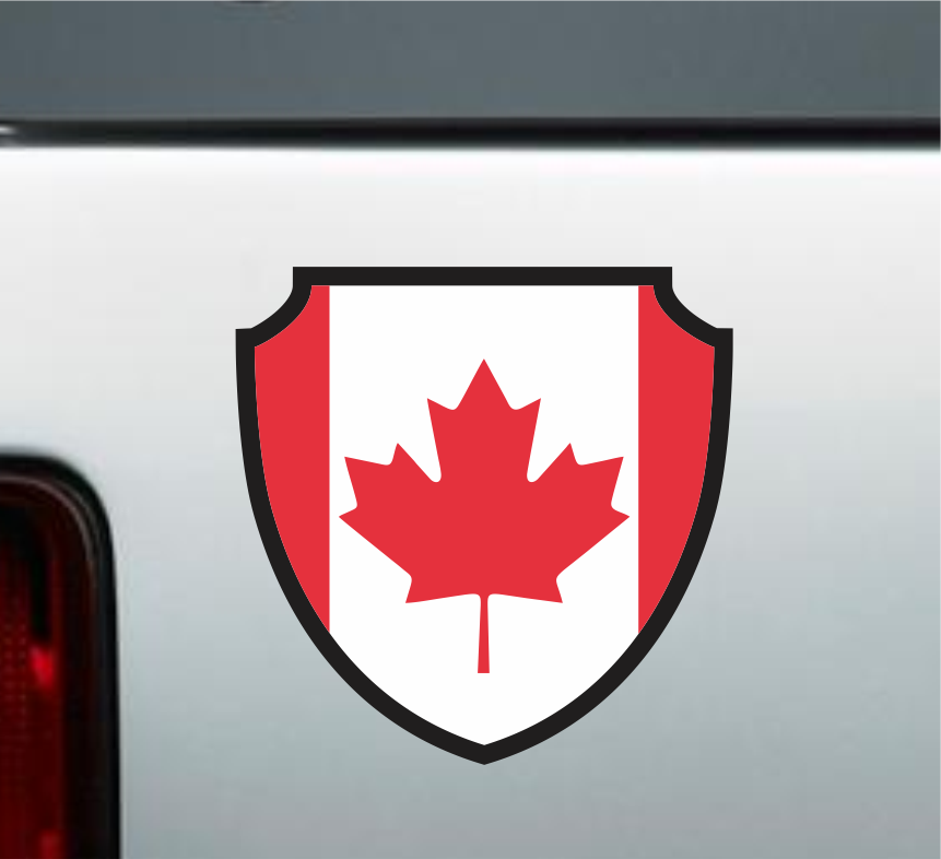 4" Canadian Flag Shield Vinyl Decal Bumper Sticker Maple Leaf Canada ...
