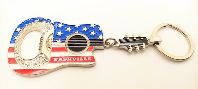 Guitar Keychain/Bottle Opener Red White Blue Flag Nashville Souvenir | eBay