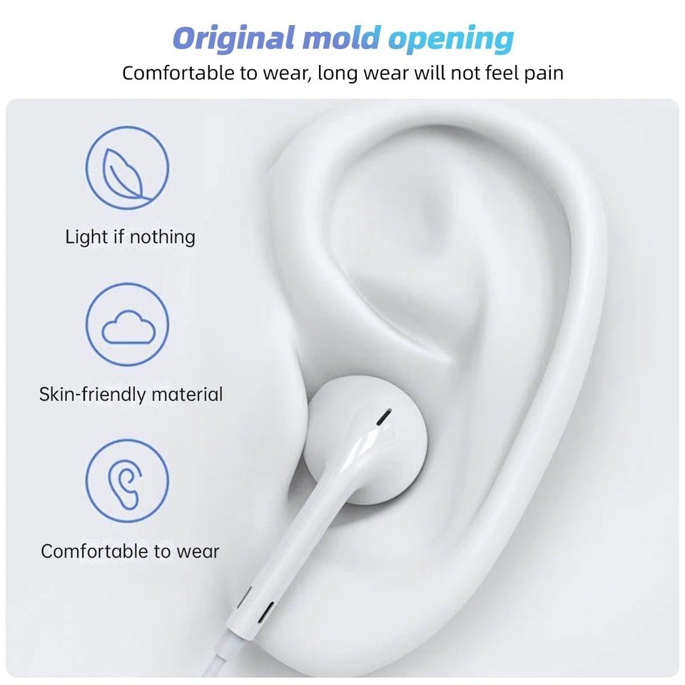 OEM USB-C EarPods Earphones for iPhone 16 15 14 13 11 12 Pro Max 3.5MM ...