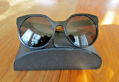PRADA UNISEX SPR 11T 1AB-8C1 BLACK BROWN SUNGLASSES + CASE | eBay