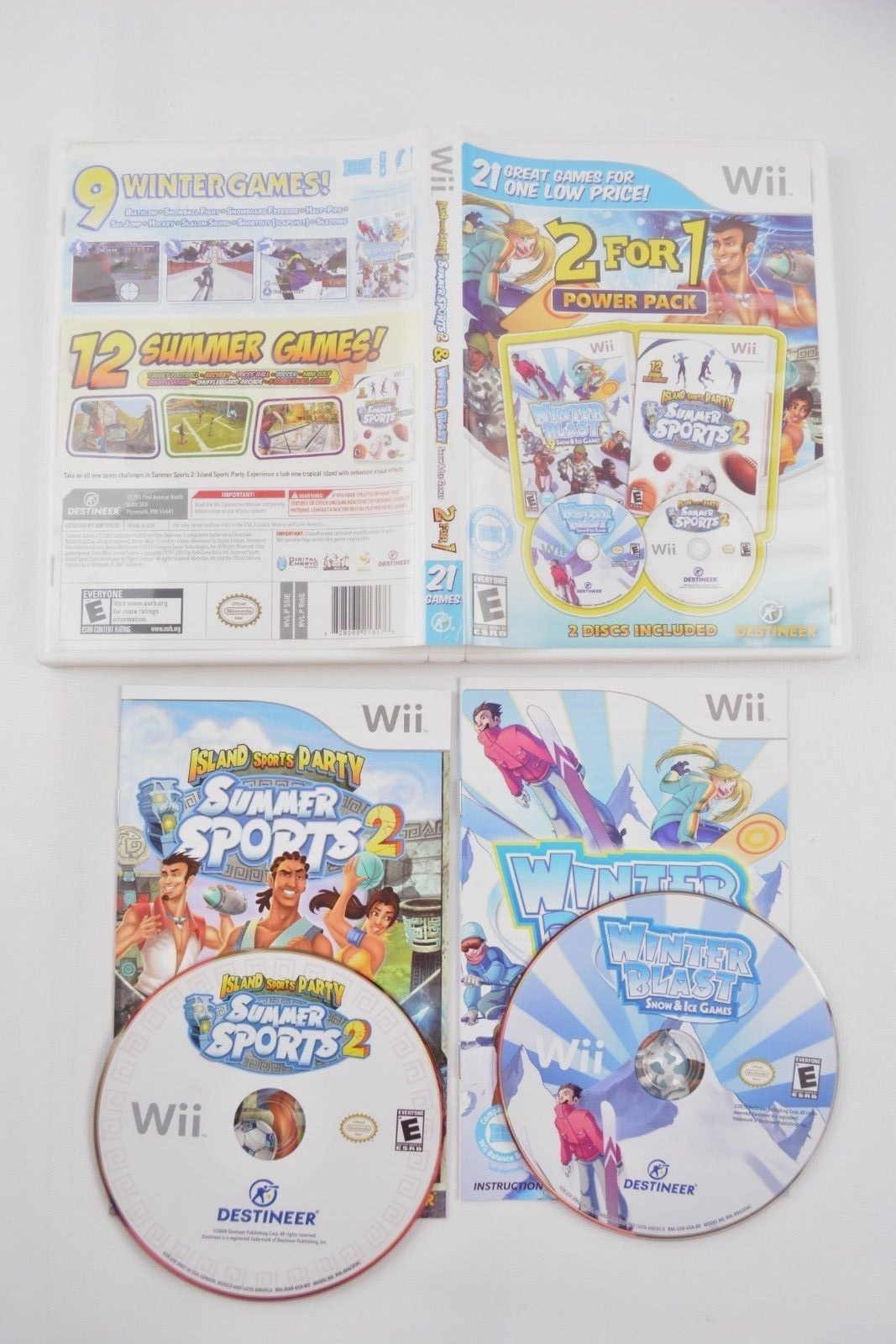 RARE Nintendo Wii 2 for 1 Power Pack Winter Blast Summer Sports 2 Video ...