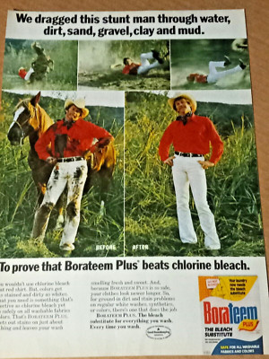 1975 print ad - Borateem laundry bleach - cowboy Stunt Man horse Old ...