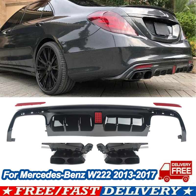 For Mercedes W222 S500 S550 S600 AMG 13-17 Rear Diffuser W/ Exhaust ...