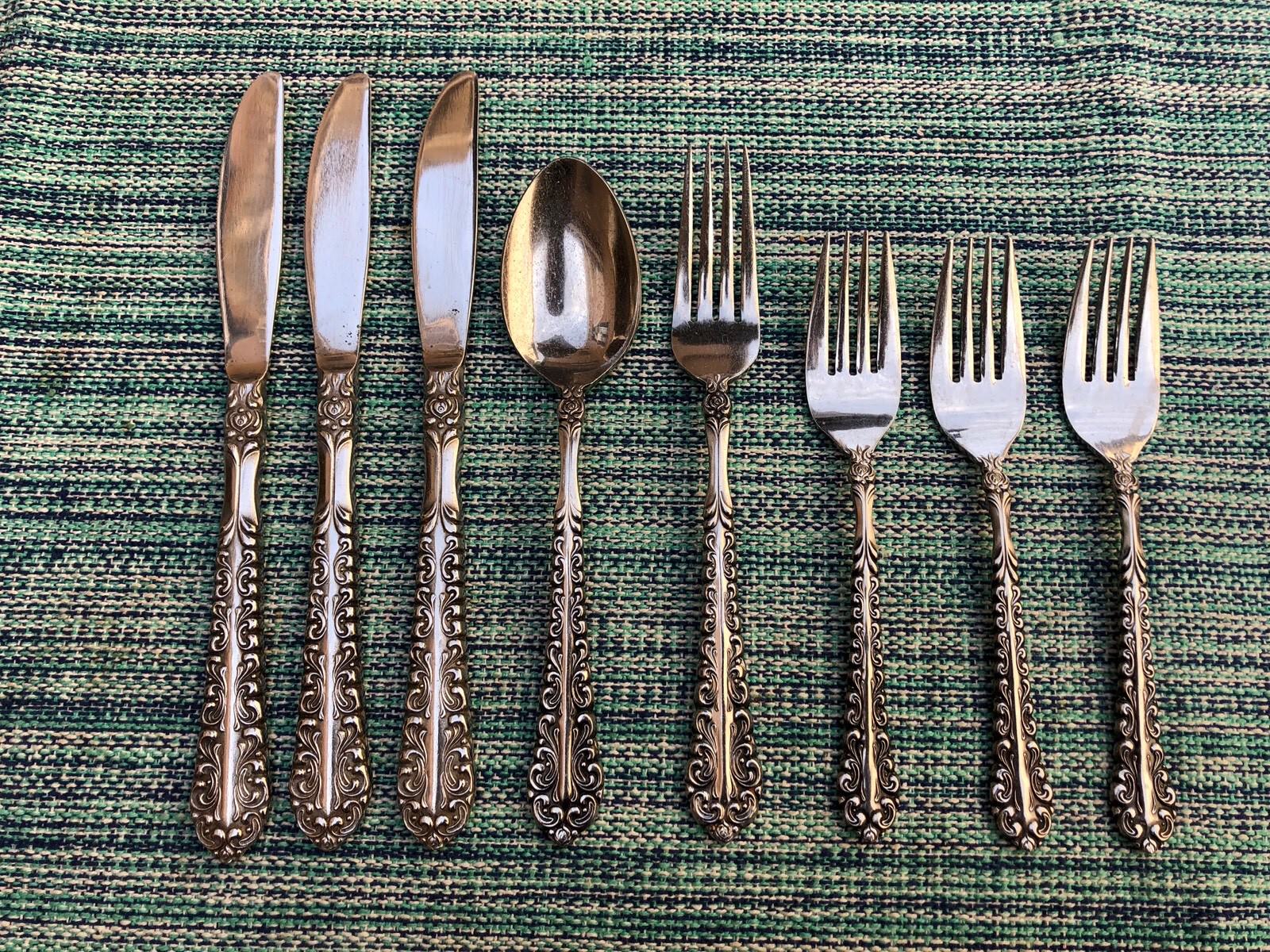 8 Pc Lot Vintage LIFETIME CUTLERY Stainless Japan Flatware RAJAH | eBay