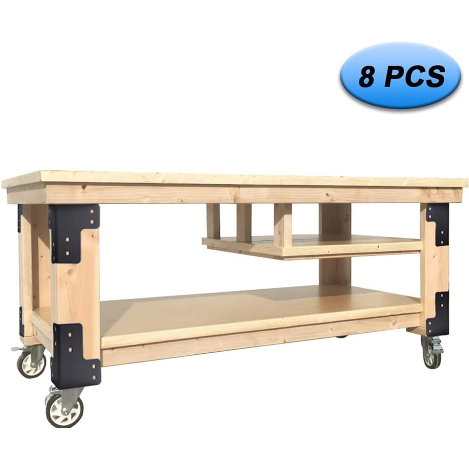 Steel Corner Brackets 8 Pcs Workbench Shop Table Kit Multi-Angle Joint ...