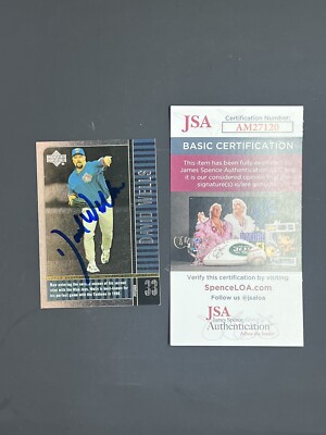 David Wells Signed 2000 Upper Deck Legends IP Auto JSA Toronto Blue ...