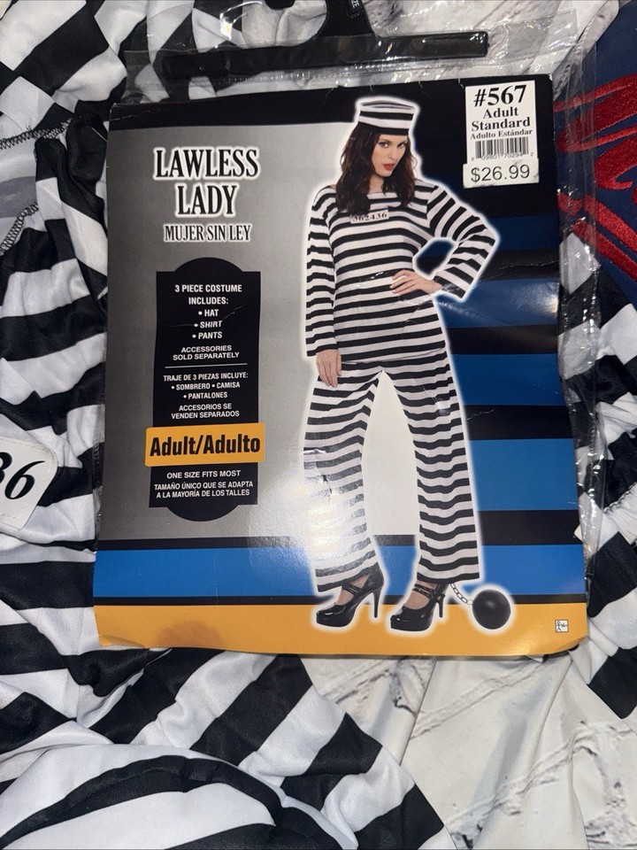 H4) Adult Lady Lawless Prisoner NIP Costume Costume #567 HaLLoWeeN ...