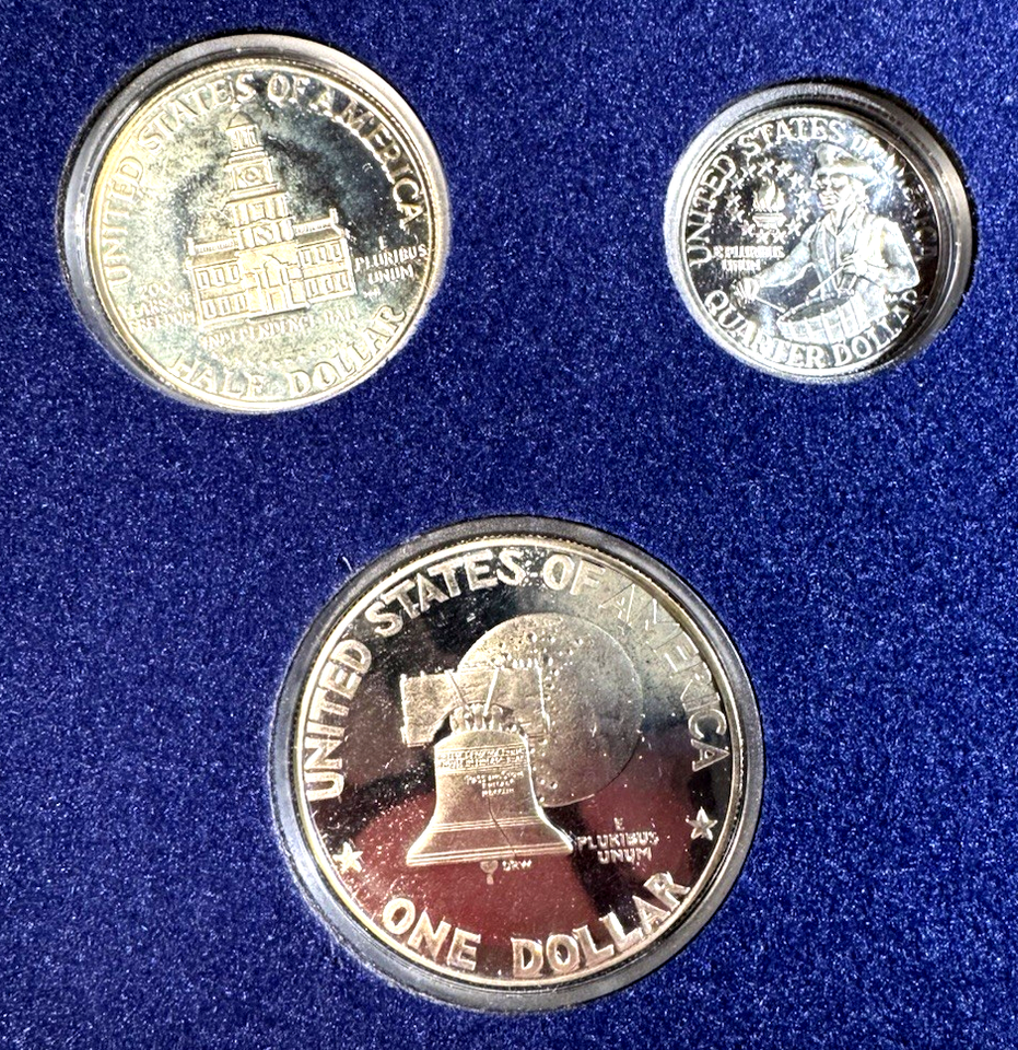 1976 United States Mint Proof Silver Bicentennial 3 Coin Set w/COA in ...