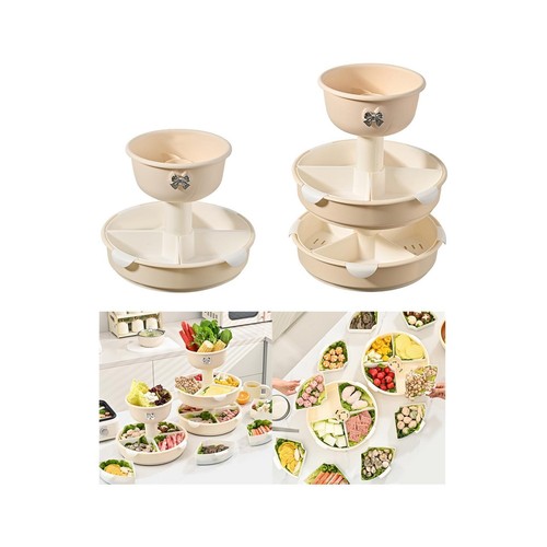 Rotable Hot Pot Vegetable Tray Serving Platters Divided Compartments ...