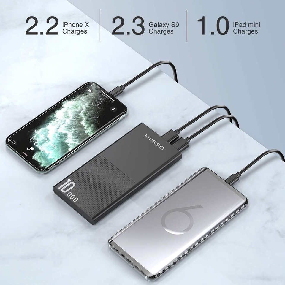 10000mAh Cell Phone External Battery Pack, Portable Phone Charger Power ...
