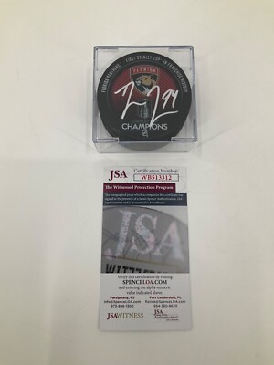 FLORIDA PANTHERS RYAN LOMBERG SIGNED SC CHAMPIONS PUCK JSA WITNESSED ...