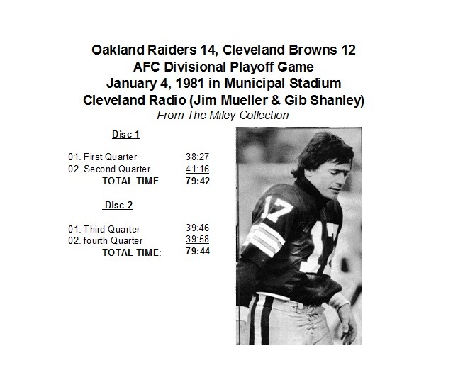 1/4/1981 Oakland Raiders Cleveland Browns AFC Title Game Red Right 88 ...