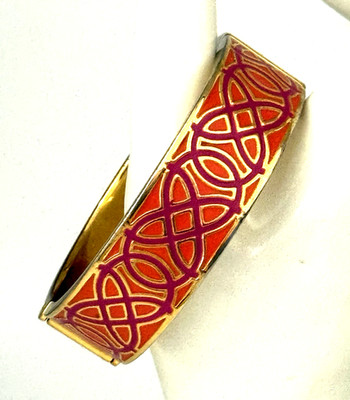 Stella & Dot 'Eleanor' Orange & Purple Enamel Gold Tone Hinged Bangle ...